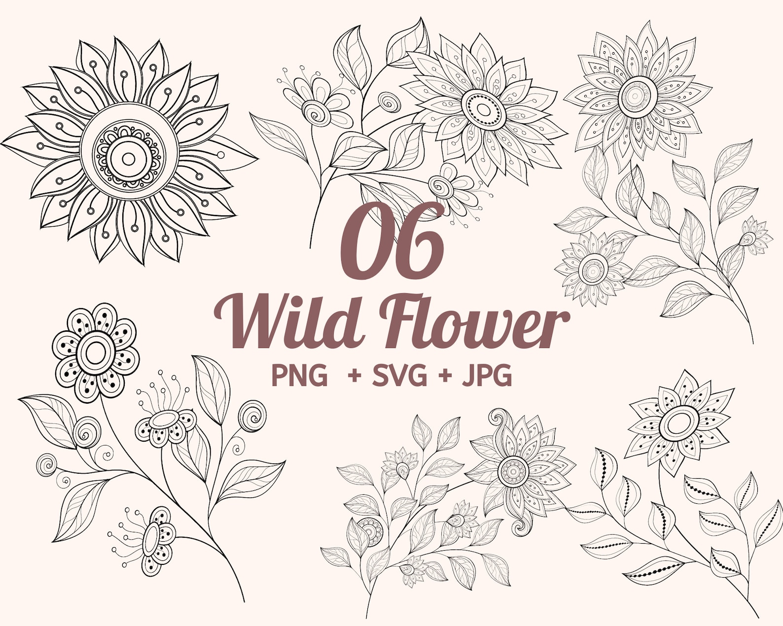 Wildflowers Svg Wild Flower Svg Bouquet SVG Bundle Floral - Etsy