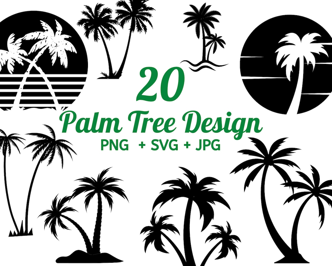 Palm Tree Bundle SVG Palm Tree SVG Palm Tree Silhouette - Etsy