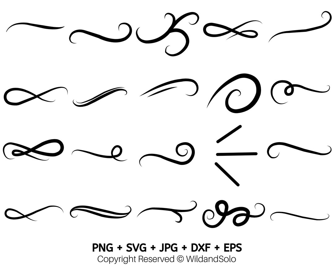 20 Swirl Svg Bundle, Swashes Svg, Swoosh Svg, Flourish Svg, Doodle ...