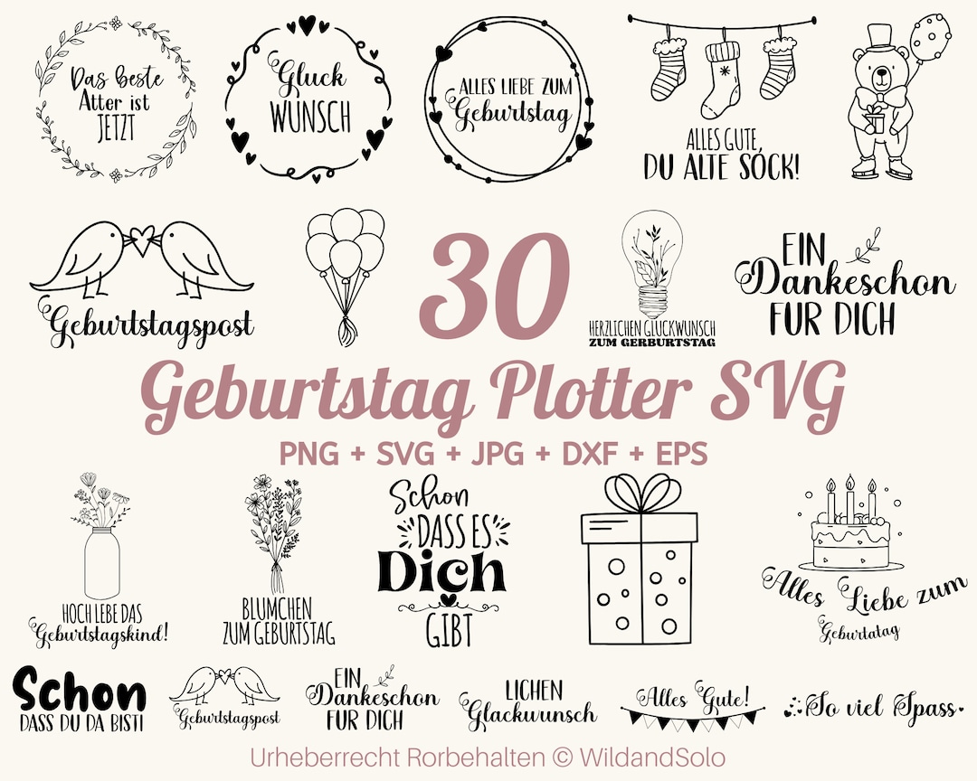30 Geburtstag Plotterdatei Svg Bundle Birthday Plotter File - Etsy