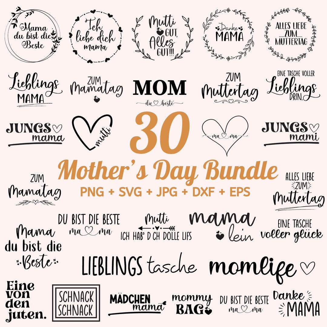 Muttertag SVG Bundle, Mutter Zitate, Muttertags Design, Mama SVG, Gesegnete Mama SVG, Alles Gute ...