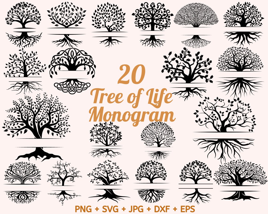Tree of Life Monogram Svg Tree Roots Svg Tree With Roots - Etsy