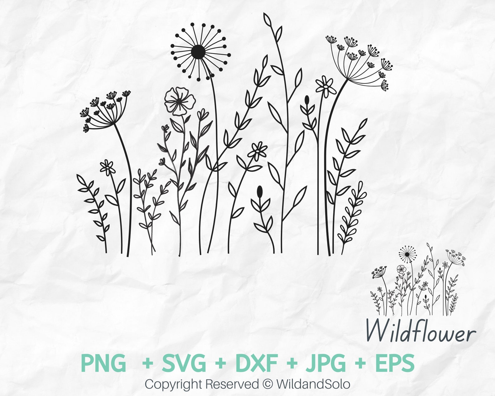 Wildflowers Svg Bouquet SVG Floral Svg Floral Frame Svg - Etsy