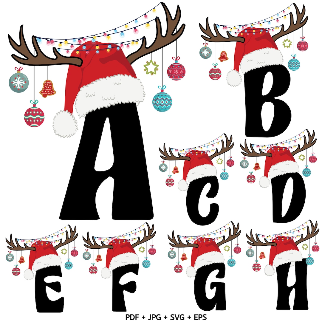 Christmas Alphabets SVG Bundle, Santa Cap Alphabets PNG, Christmas ...