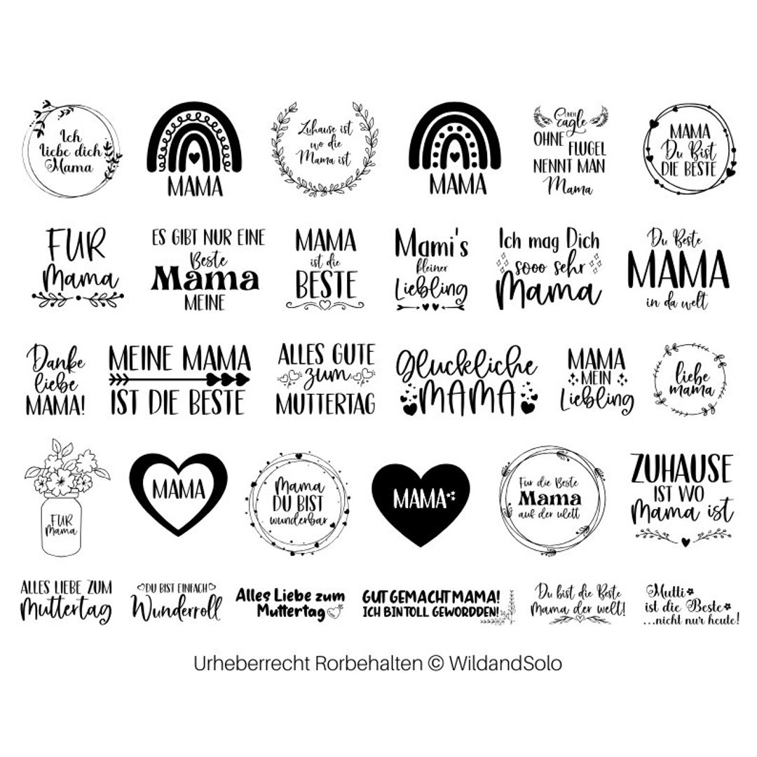 30 German Mama Plotter File, Mama Svg in Rahmen, Alles Liebe Zum ...