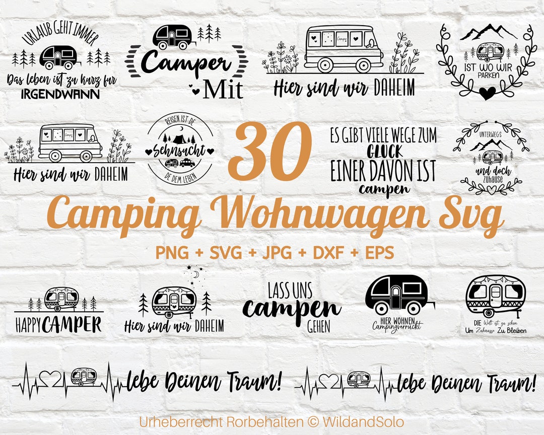 30 Plotterdatei Camping Wohnwagen SVG Bundle Plotterdatei - Etsy España