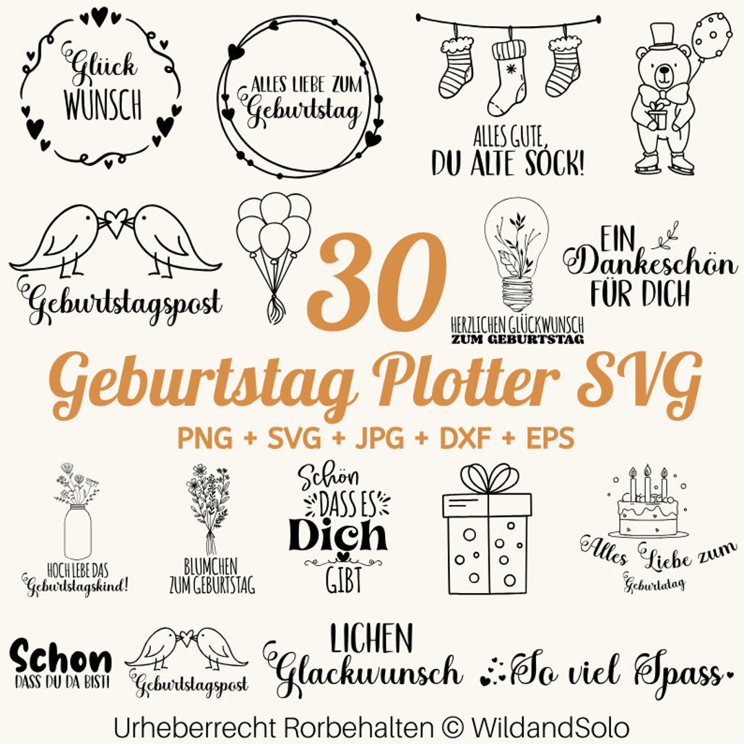 30 Geburtstag Plotterdatei Svg Bundle, Birthday Plotter File, Happy Birthday, Plotter File ...