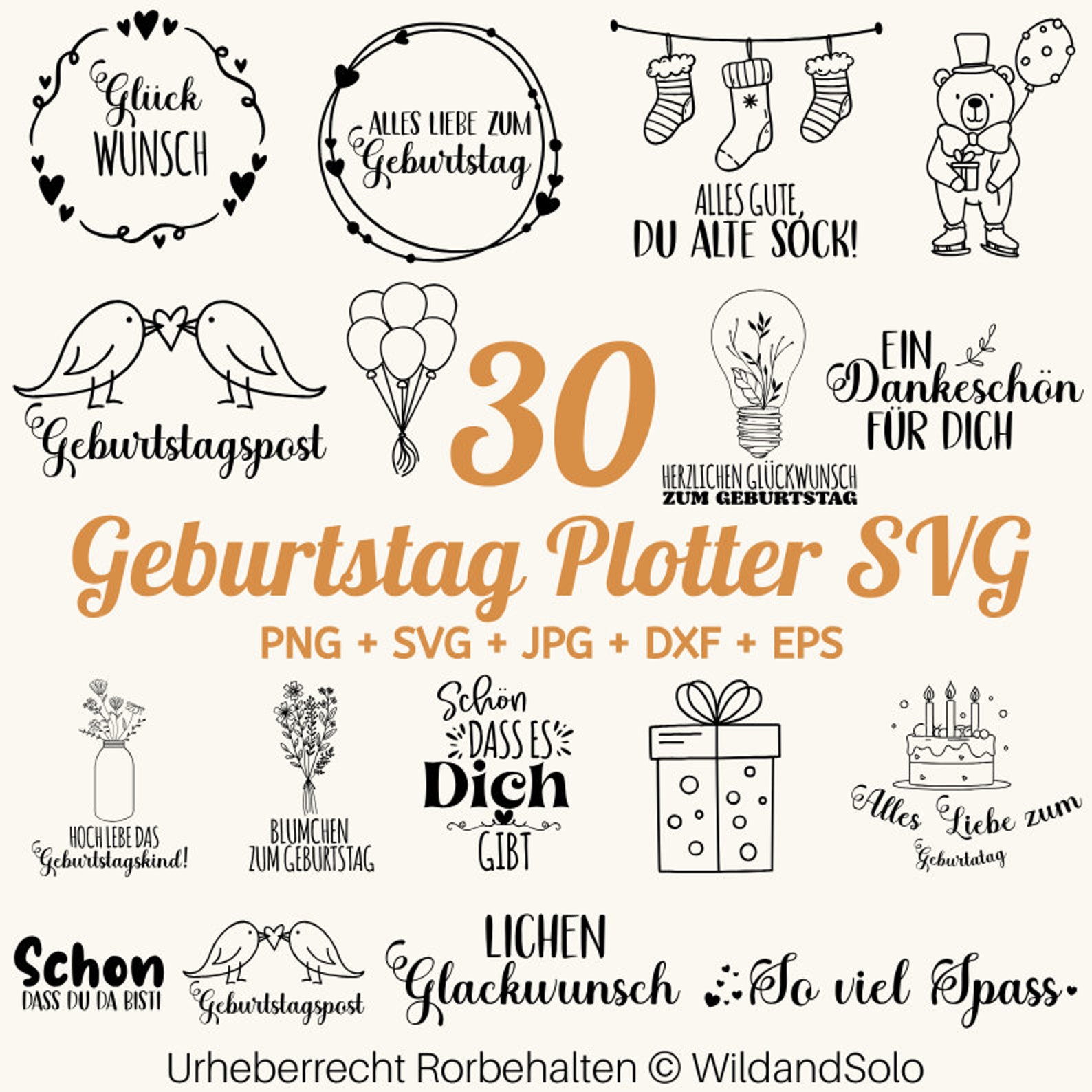 30 Geburtstag Plotterdatei Svg Bundle, Birthday Plotter File, Happy ...