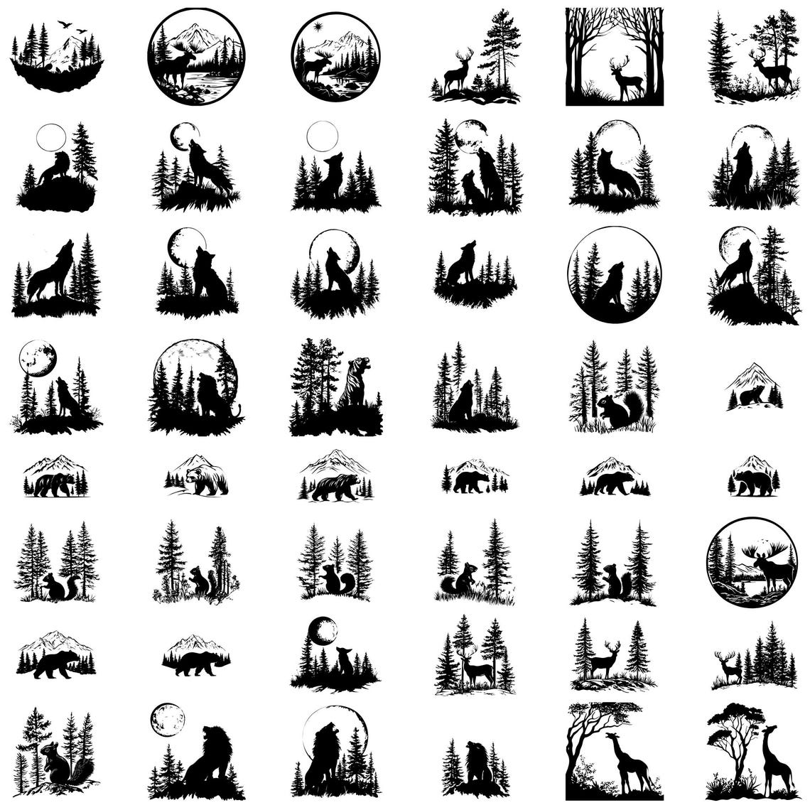 Forest Landscape SVG Bundle, Forest Scene SVG, Woodland Silhouette Svg ...