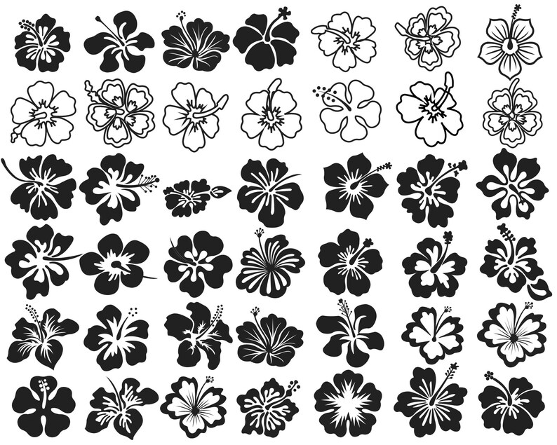 80 Hawaii Hibiscus Flower Svg Bundle Tropical Flower Svg - Etsy