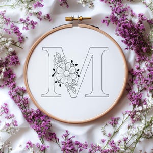 Floral Alphabet Embroidery Pattern, 26 Flower Letter Embroidery PDF ...