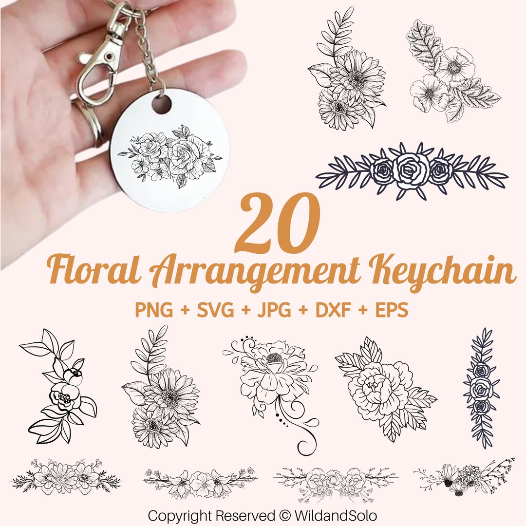 Flowers Keychain Svg, Flower Border Svg, Flower Boarder Svg, Floral Svg ...
