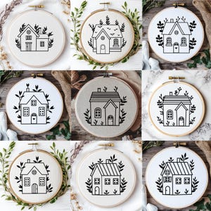 Little Home Embroidery Designs, House Embroidery Pattern, Outline House ...