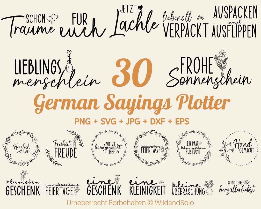 30 German Sayings Plotterdetai Label Lettering German Svg - Etsy