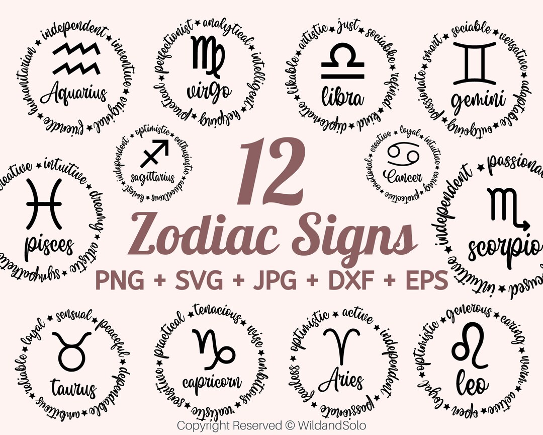 Zodiac Signs SVG Bundle Zodiac Symbols Svg Horoscope - Etsy UK