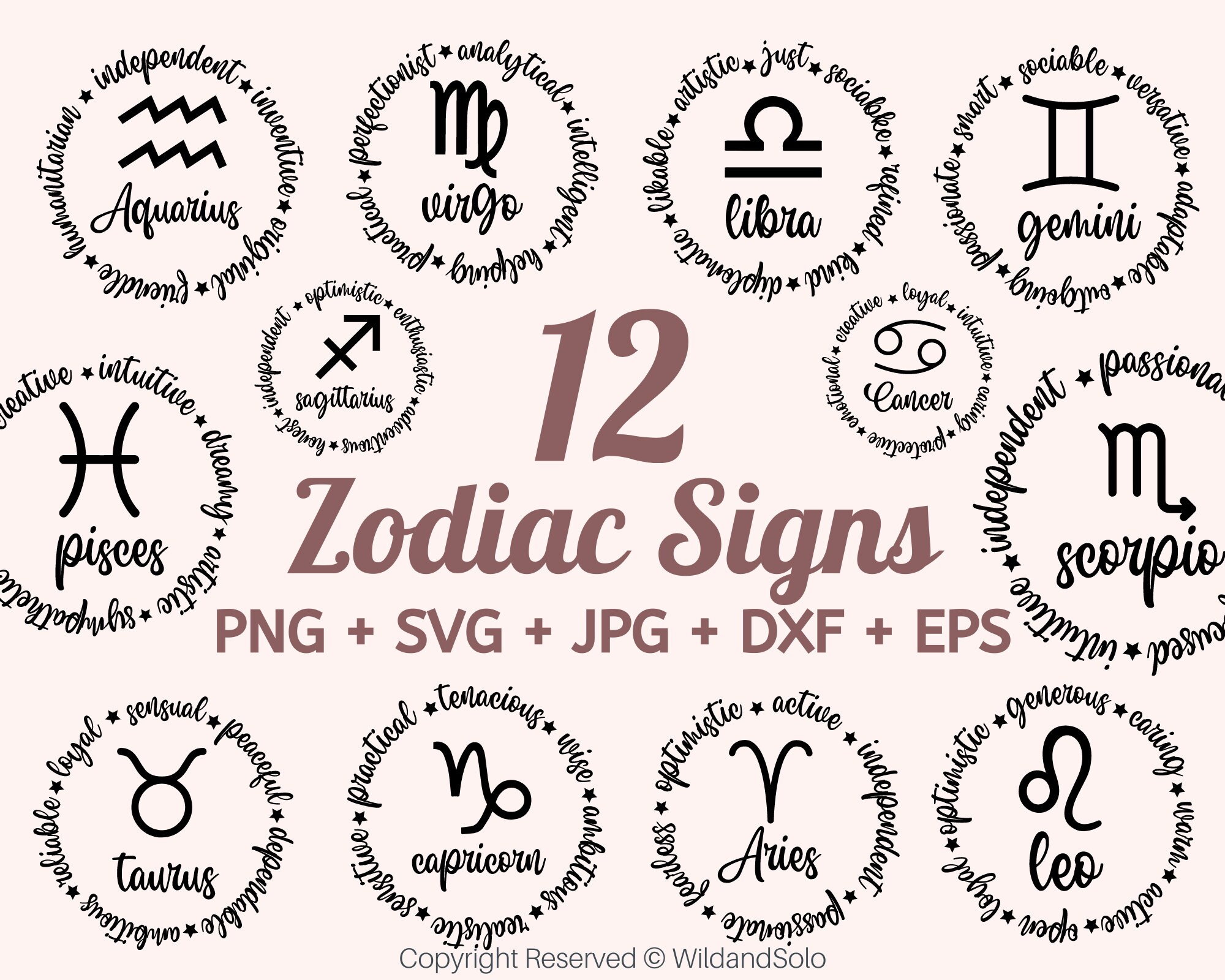Zodiac Signs SVG Bundle Zodiac Symbols Svg Horoscope - Etsy