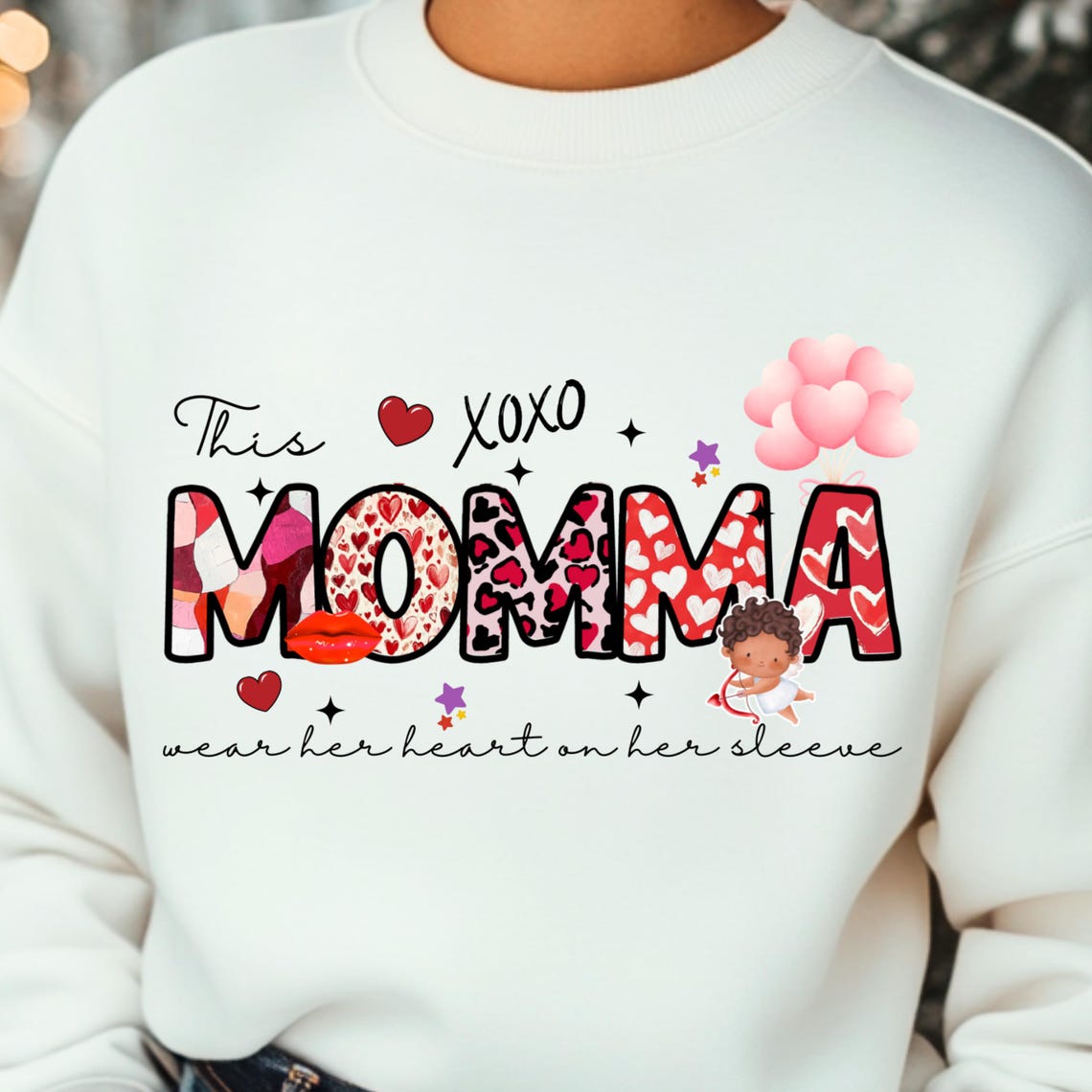 This Mama Wears Her Heart Shirt, Heart Design Shirt, Valentine's Day ...
