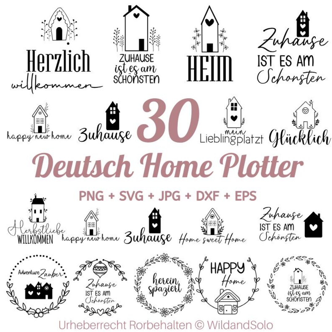 30 German Home Plotter File, House Heart Love Botanical Svg, Home ...