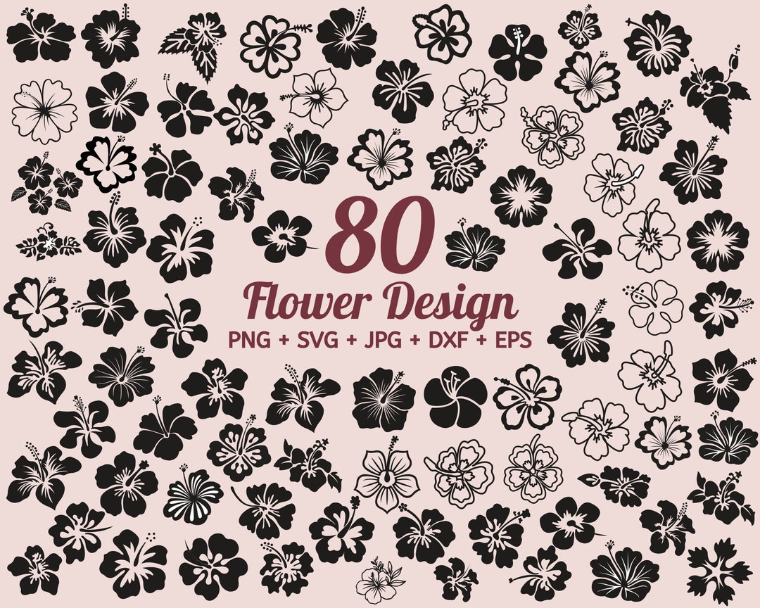 80 Flower Svg Bundle Hawaiian Flower Svg Flower Svg Hawaii - Etsy