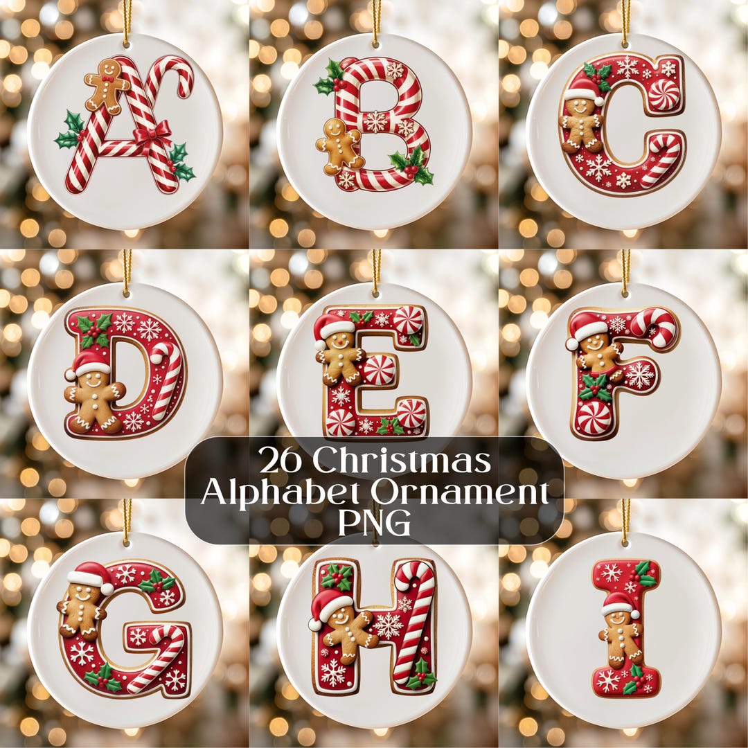 Christmas Ornaments Alphabet PNG | Candy Cane Letters Clipart ...