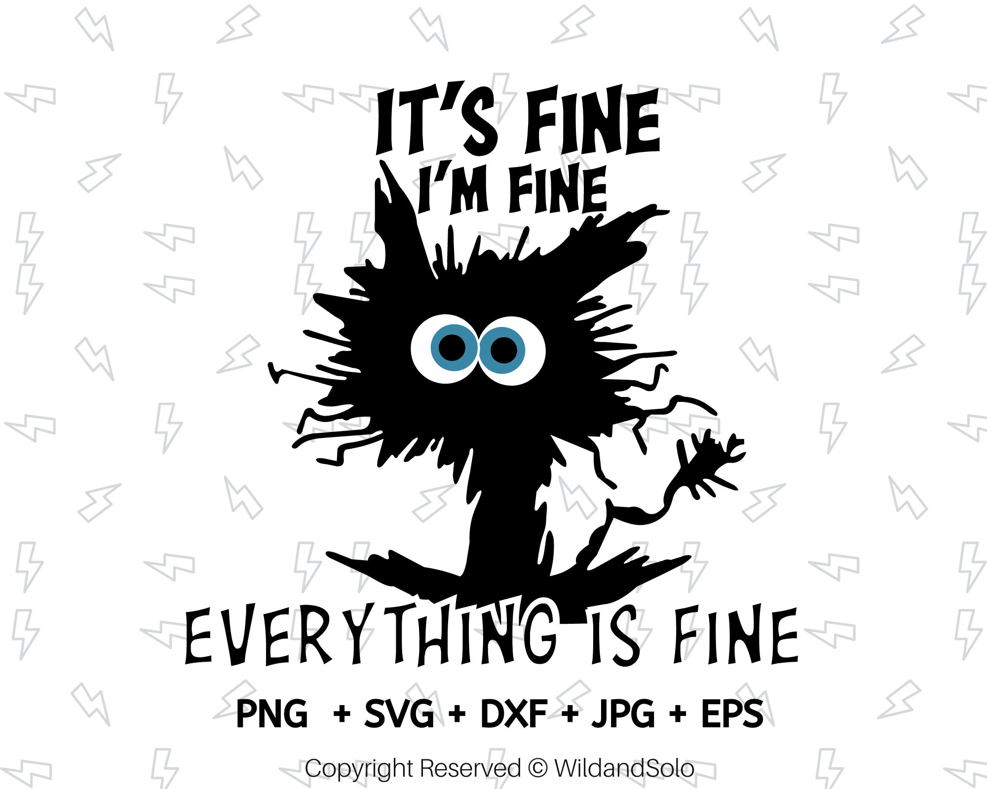 It's Fine I'm Fine Everything is Fine SVG Black Cat - Etsy
