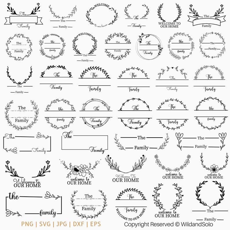 100 Split Wreath Monogram Svg, Family Name Svg, Circle Svg Bundle ...