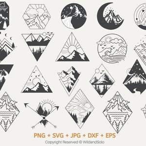 Geometric Mountain Svg Bundle, Mountain Svg Bundle, Trees Svg, Camping ...