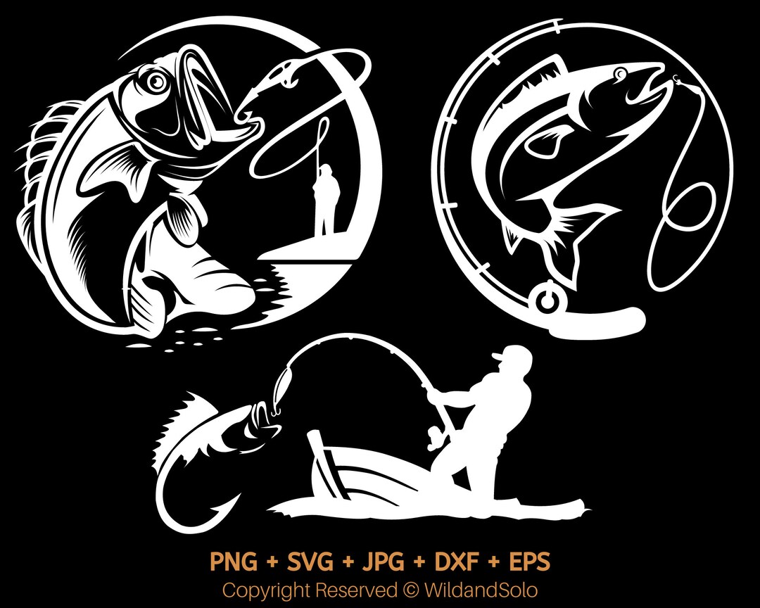 Fisherman Catching Fish Svg, Fishing Rod Svg, Bass Fish Svg, Bass ...