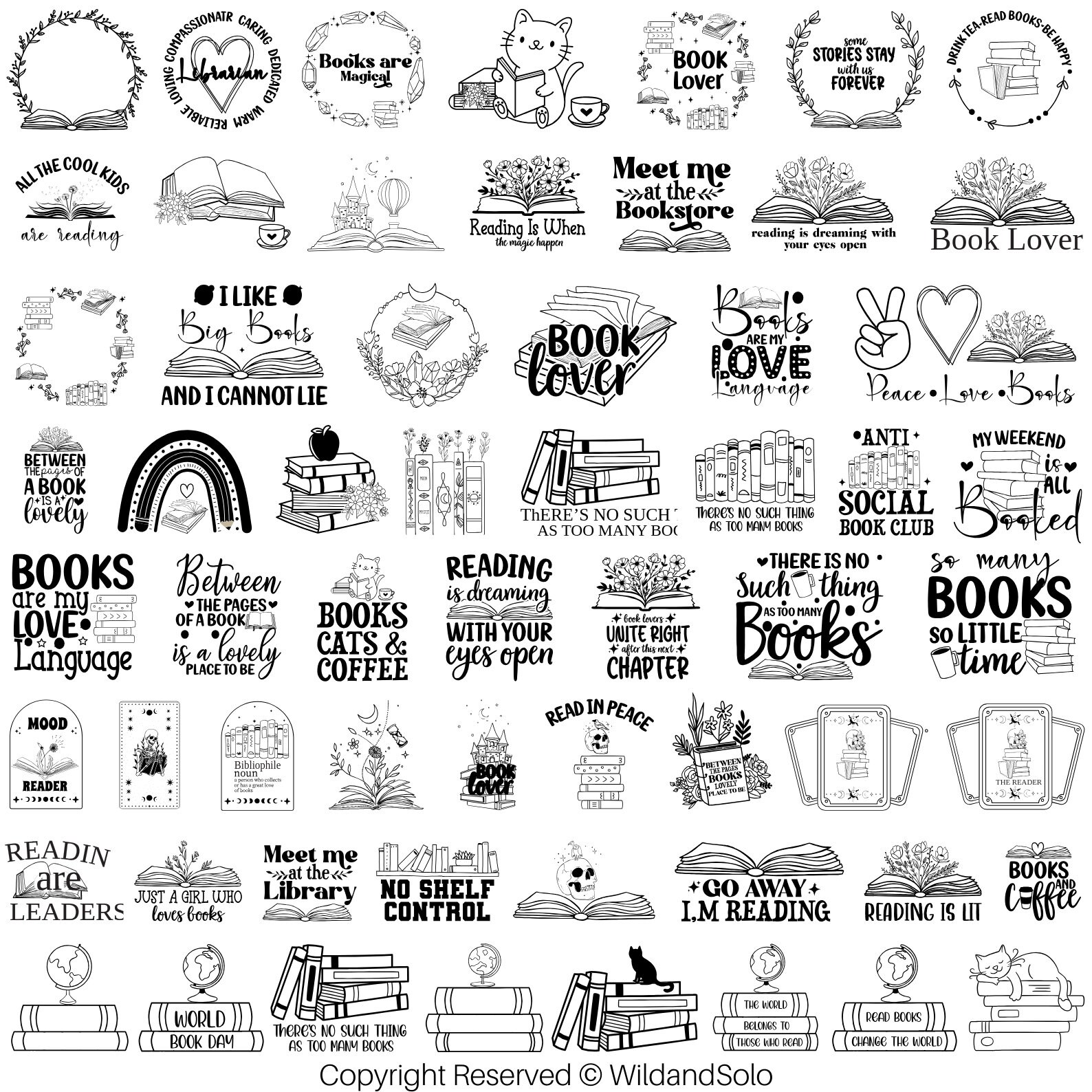60 Reading SVG Bundle, Floral Book SVG, Book Lover Svg, Book Quotes Svg ...