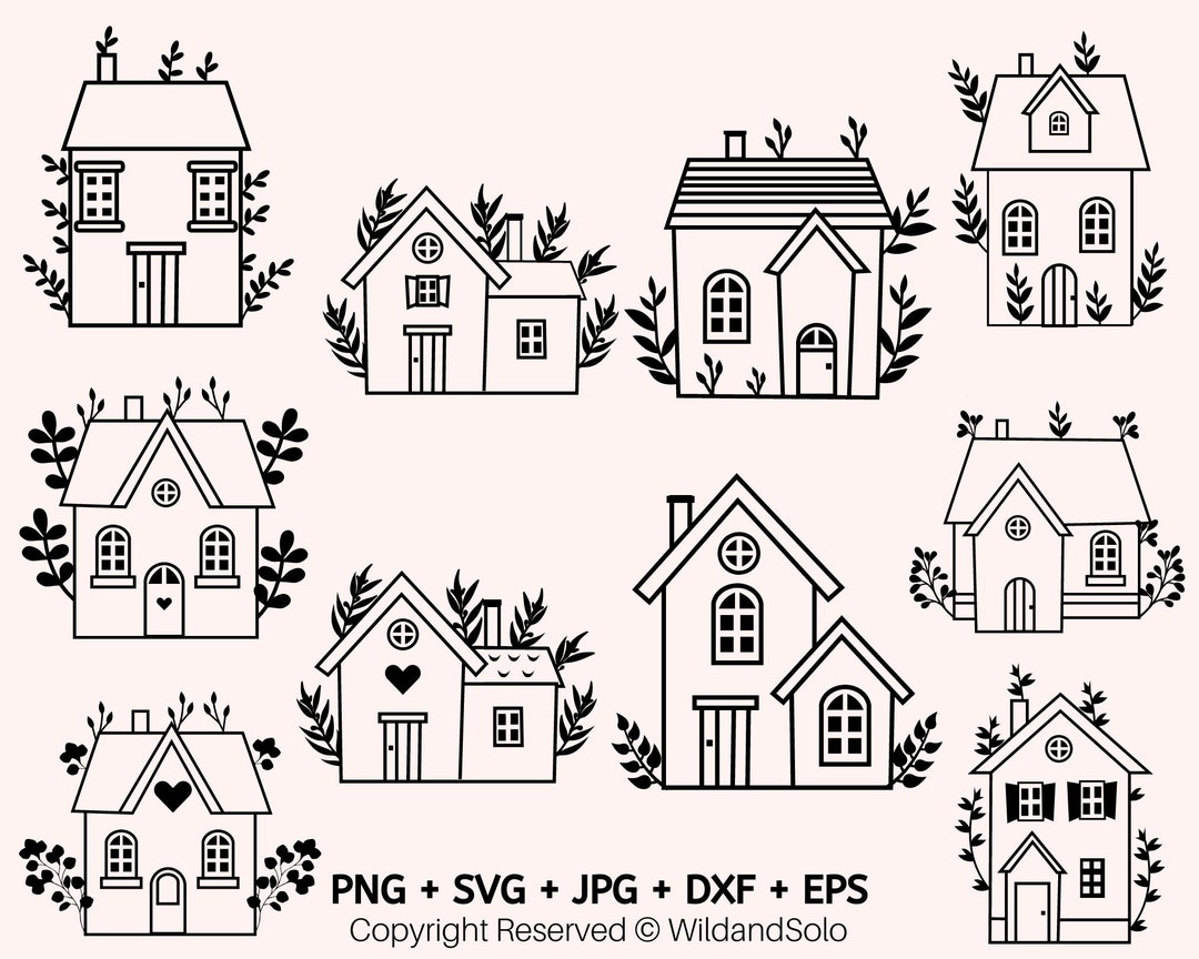 10 Little Home Svg Bundle, Little House Outline Svg, House Svg, Little ...
