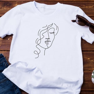 06 Line Art Woman Cake Topper Svg, Lady Face One Line, One Line Woman ...