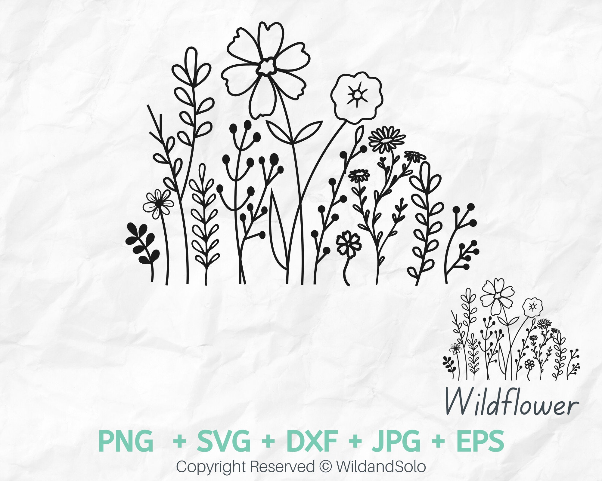 Wildflower Svg Flower Bouquet Svg Bouquet Floral Bouquets Etsy