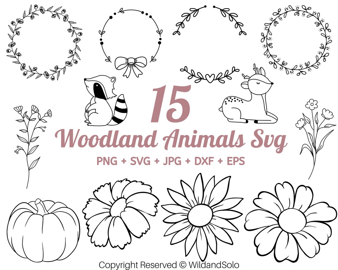 15 Woodland Animals Bundle Svg, Safari Animals Svg, Cute Animals Svg ...