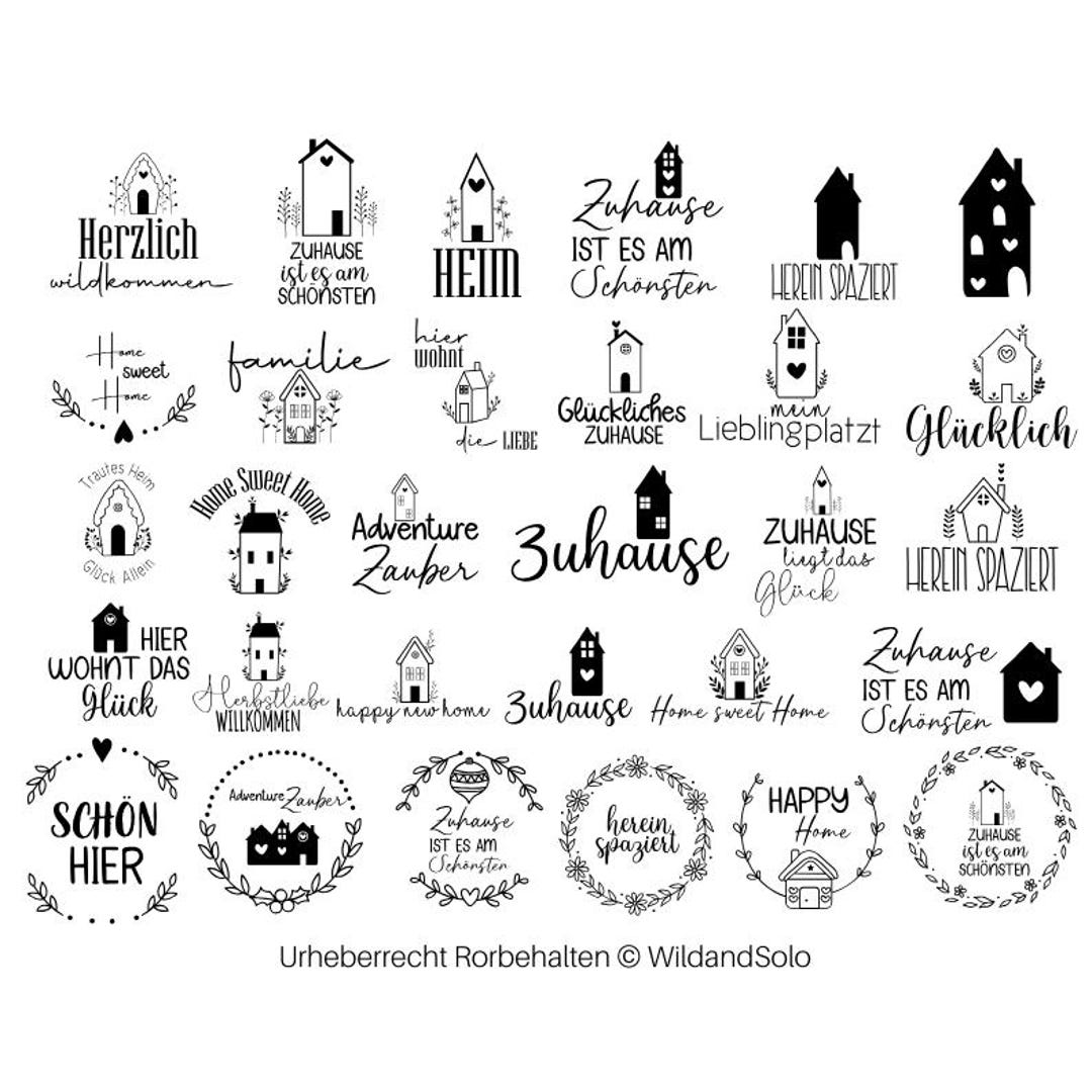 30 German Home Plotter File, House Heart Love Botanical Svg, Home ...