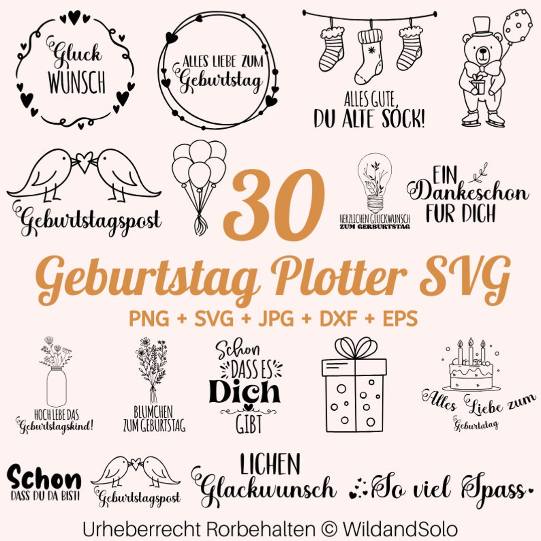 30 Geburtstag Plotterdatei Svg Bundle Happy Birthday Plotter - Etsy