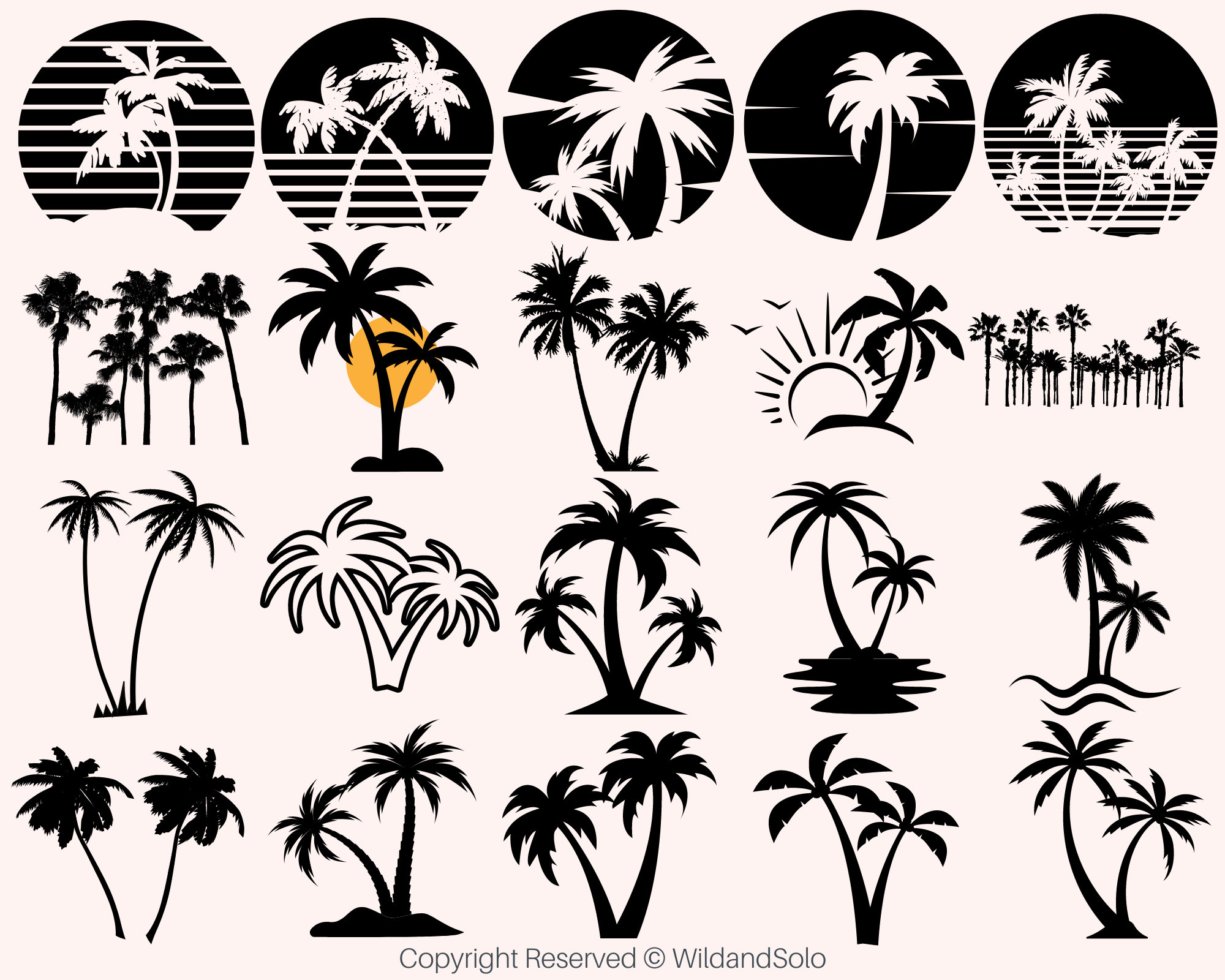 Palm Tree Bundle SVG Palm Tree Clipart Palm Tree Cut File - Etsy