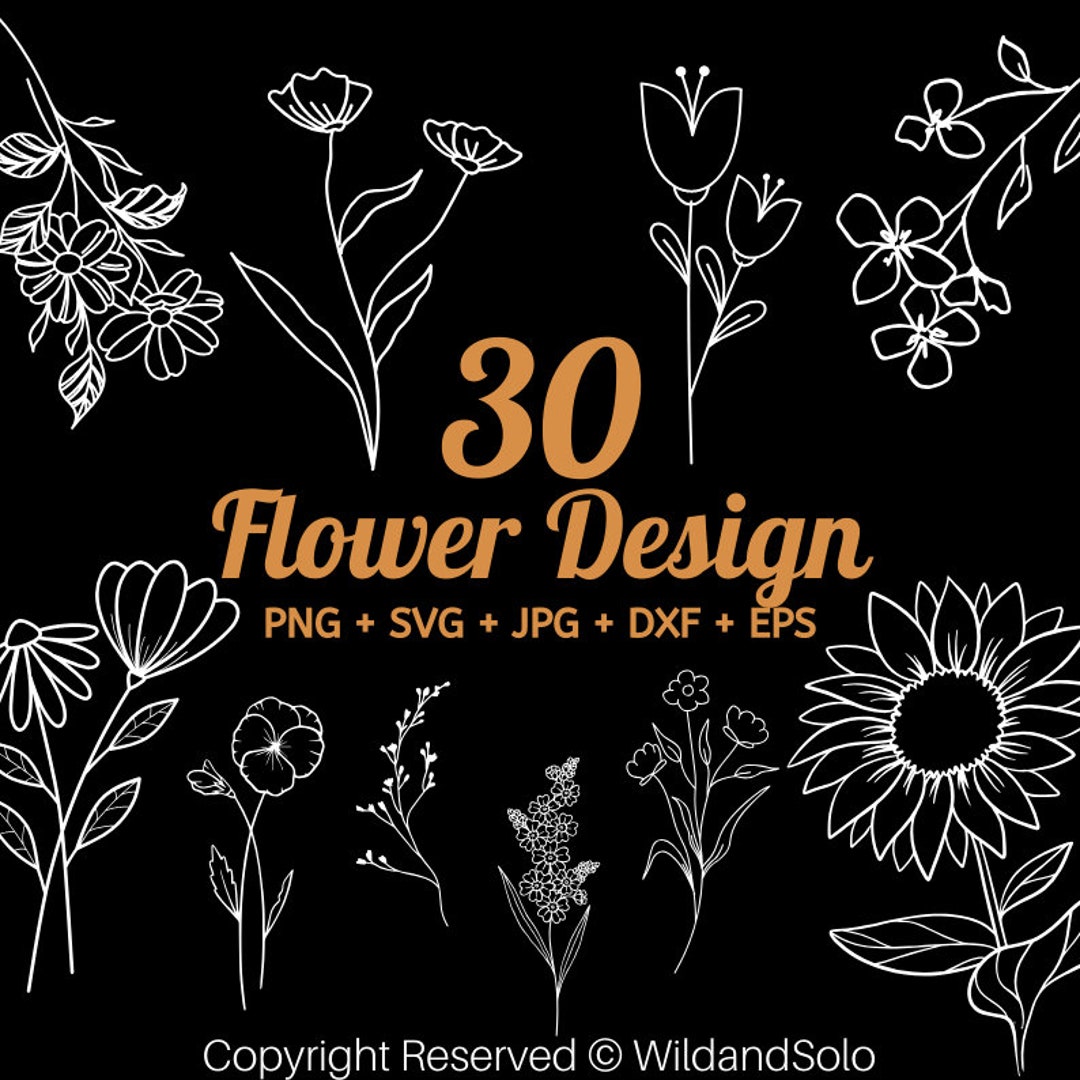 30 Flower Svg Floral Svg Minimalist Svg Nature Svg - Etsy