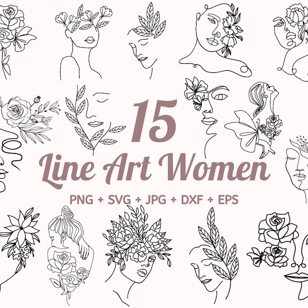 Line Art Woman Svg - Etsy