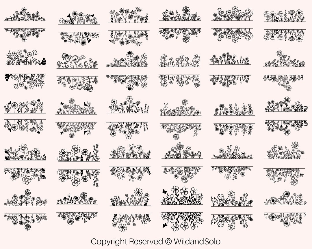 30 Split Wildflower Svg Bundle, Bouquet SVG, Floral Svg, Minimalist Svg ...