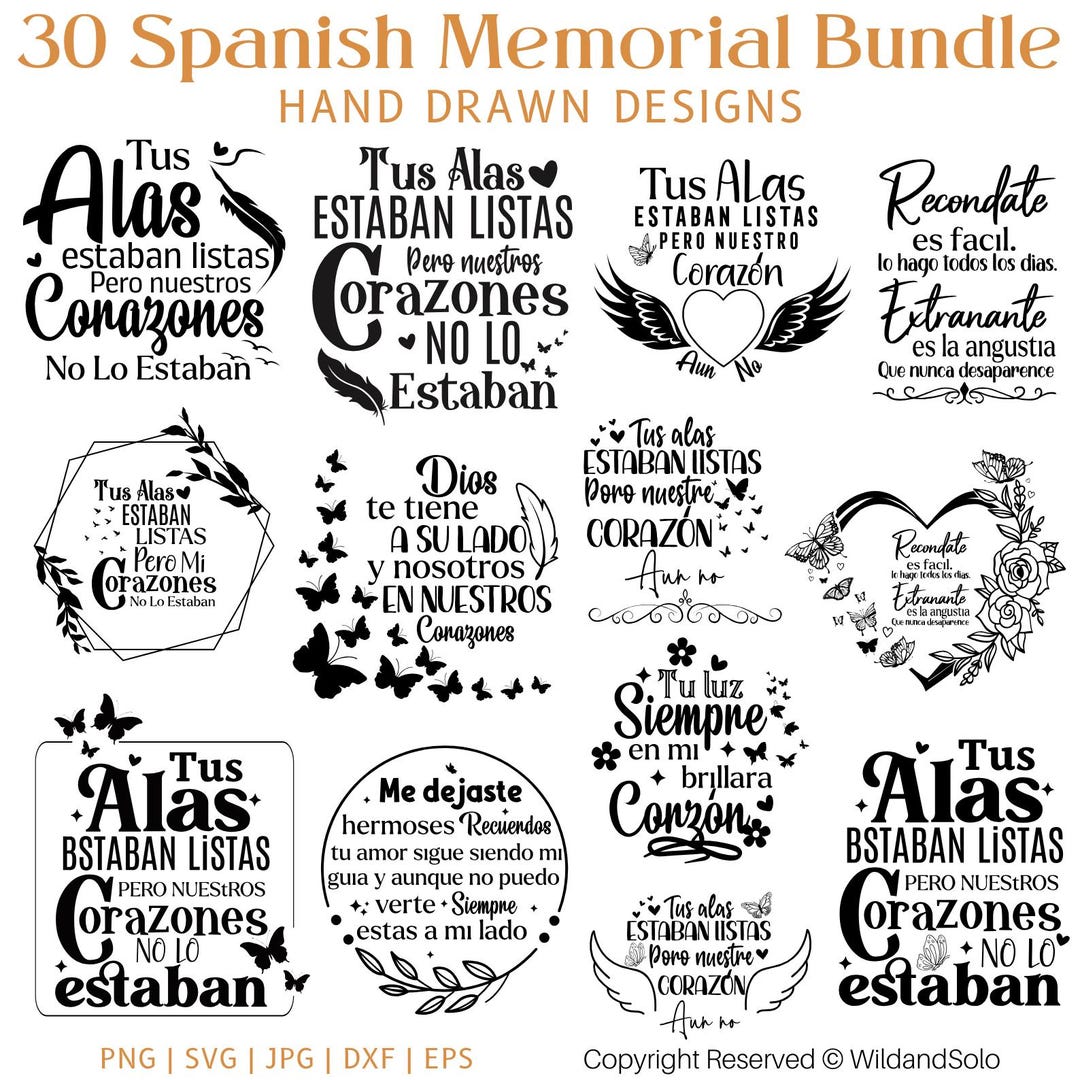 30 Spanish Memorial Svg Bundle, Memorial Quotes, Celebración De La Vida ...
