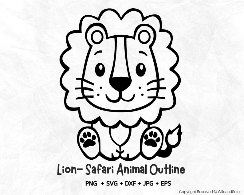 Lion Svg Safari Animals Outline SVG Split Safari Animals - Etsy