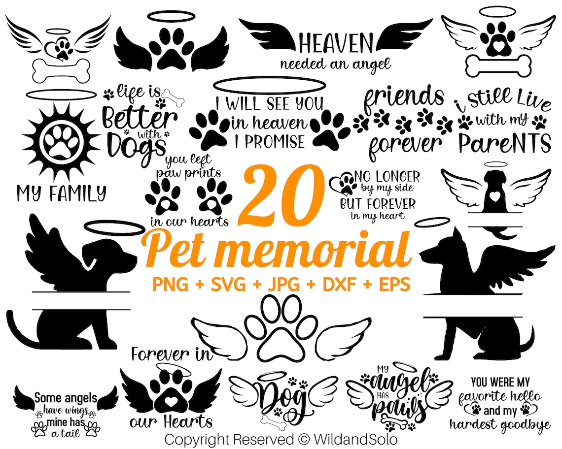 Pet Memorial Svg Bundle Animal Lover Svg Dog Memorial Paw - Etsy
