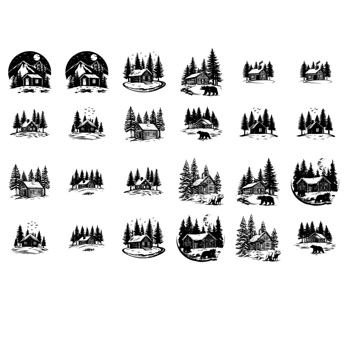 Forest Landscape SVG Bundle, Forest Scene SVG, Woodland Silhouette Svg ...