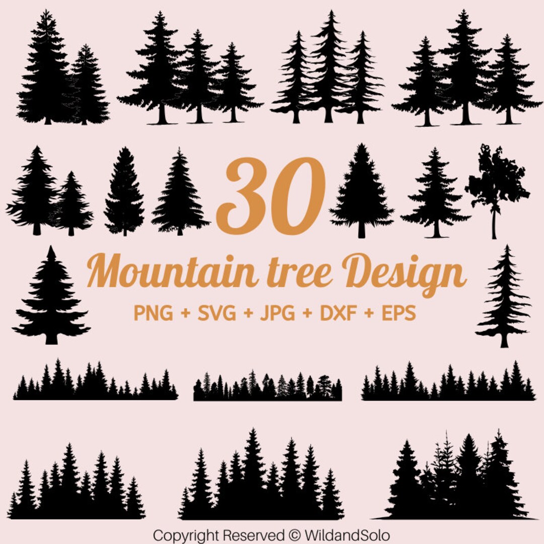30 Mountain Forest SVG Bundle, Tree Silhouette, Forest Tree Svg, Forest ...
