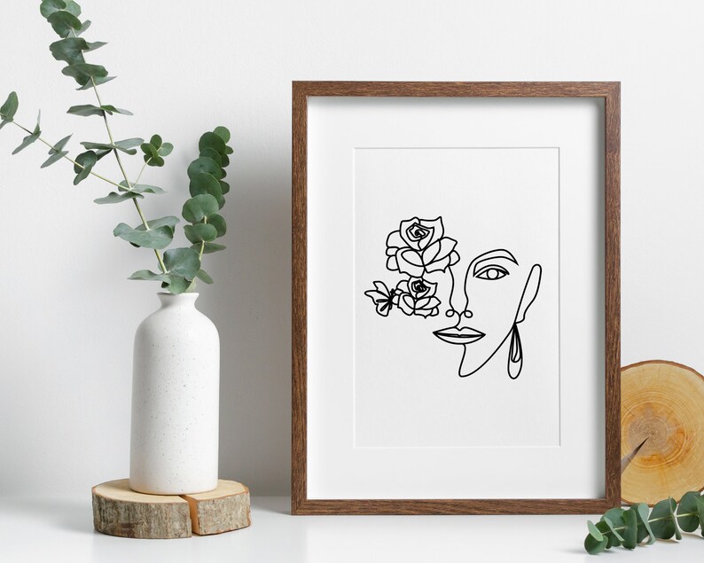 15 Flowers in Hair Svg Line Art Face Svg Faces Woman Floral - Etsy