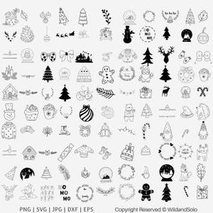 120 Christmas Element Svg Bundle, Christmas Doodle Svg, Christmas ...
