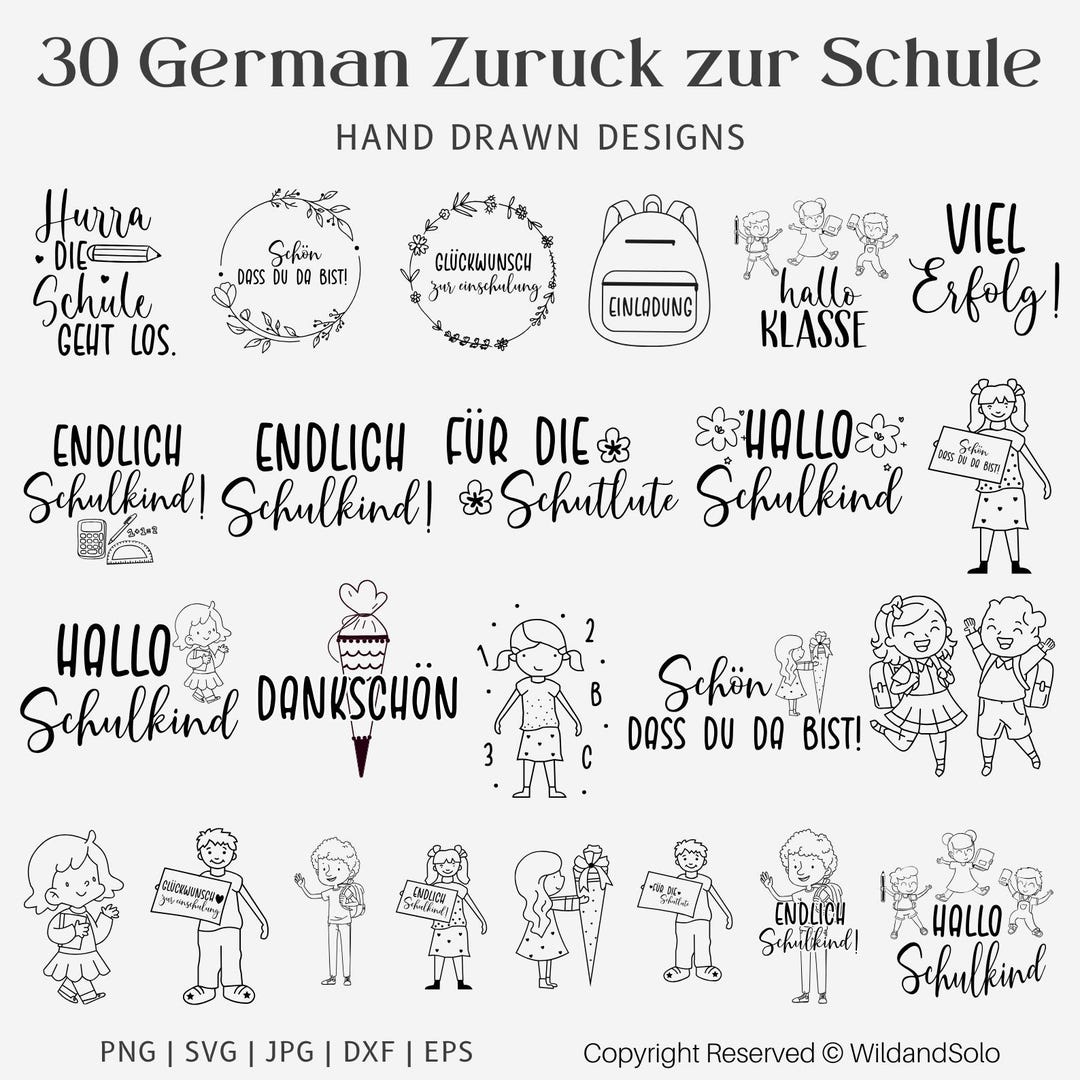 30 German Saying Svg Bundle, Back to School Svg, German Design, First ...
