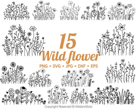 Wildflowers Svg Bouquet SVG Floral Frame Svg Wild Flower - Etsy