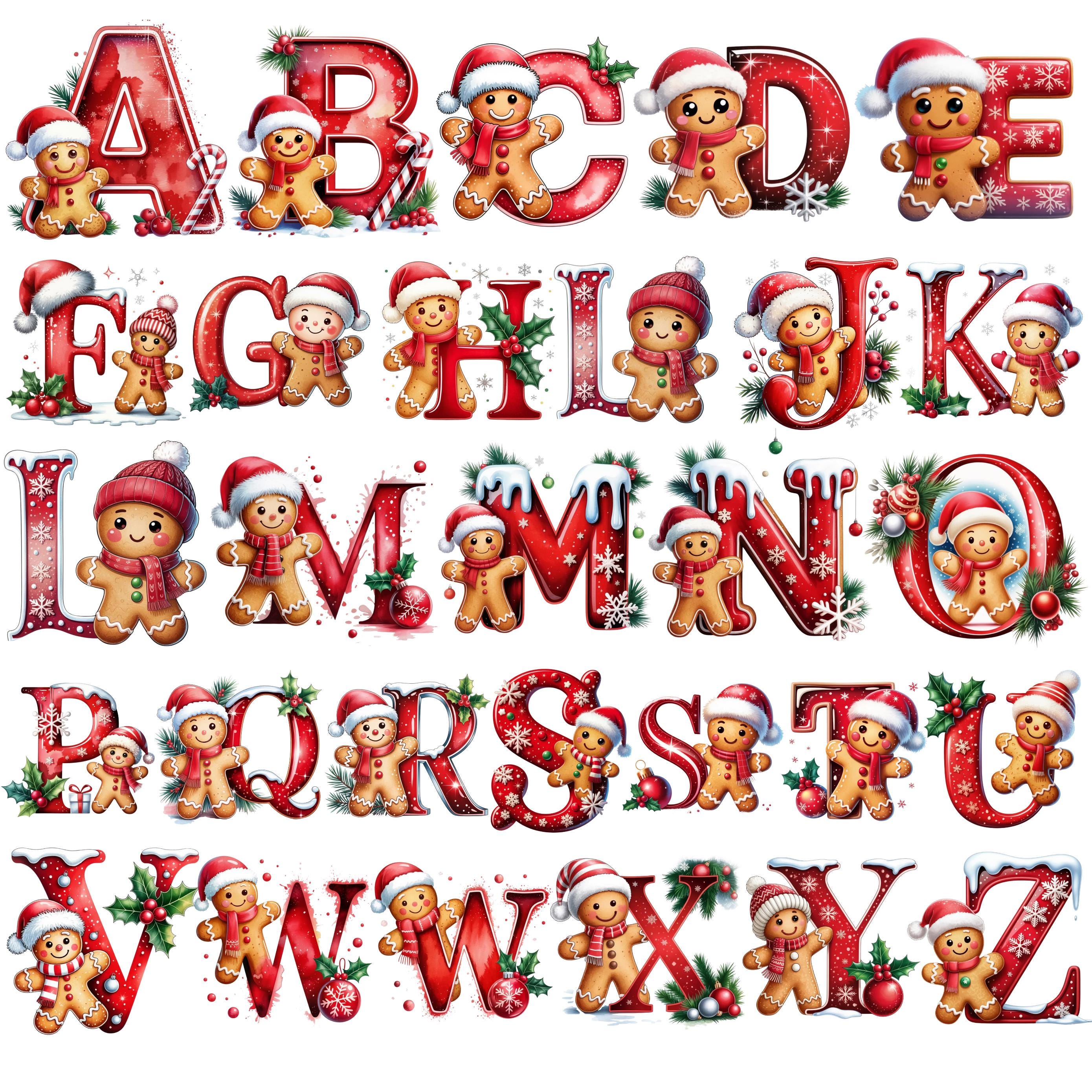 Christmas Ornaments Alphabet PNG Mega Bundle, Christmas Letters Clipart ...
