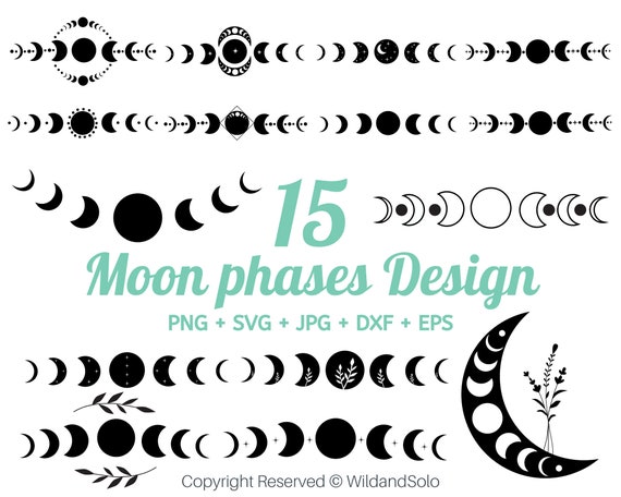 Moon Phase Svg Bundle Moon Phases Svg Silhouette Shirt Files - Etsy